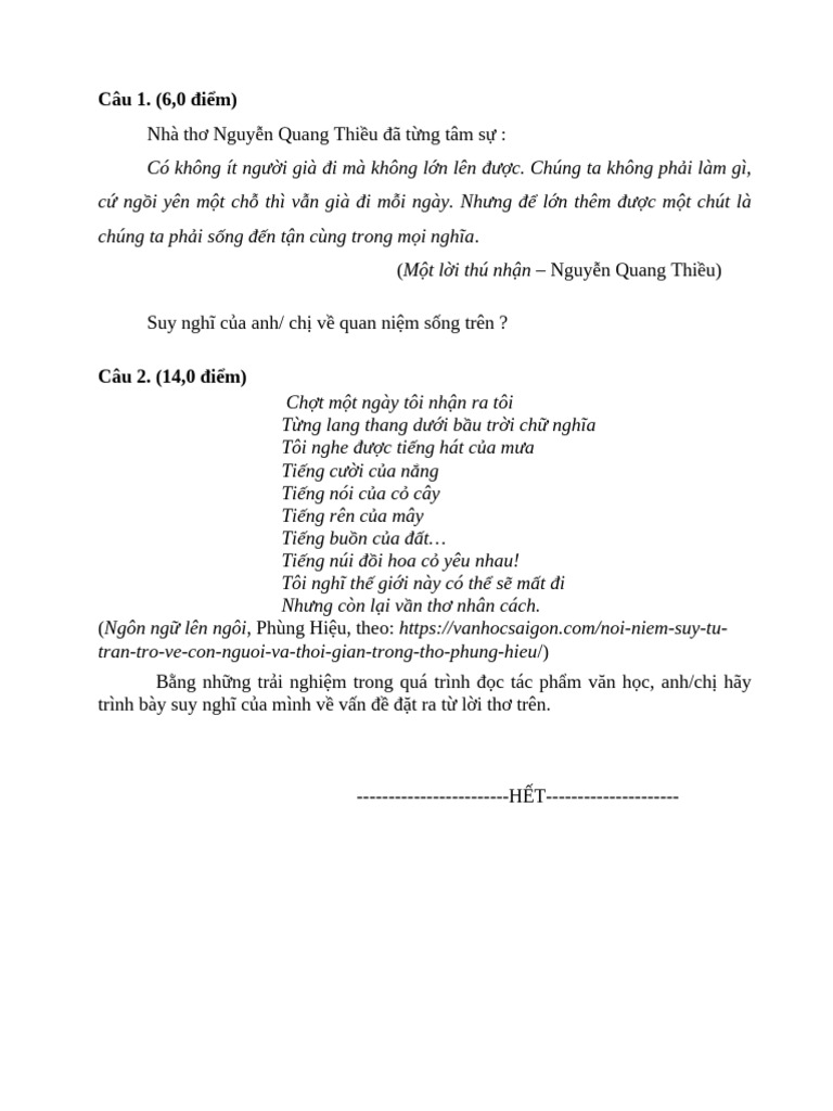 HSG10. ĐẶC TRƯNG CỦA THƠ | PDF