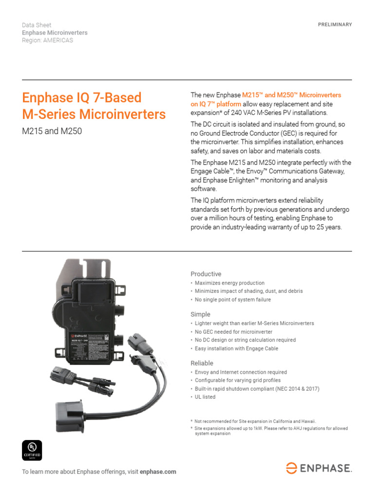 Iq7 Based M Series Microinverters Datasheet | PDF | Alternating Current ...