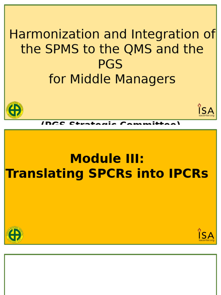 Module III Harmonizing SPMS, QMS, PGS | PDF | Business