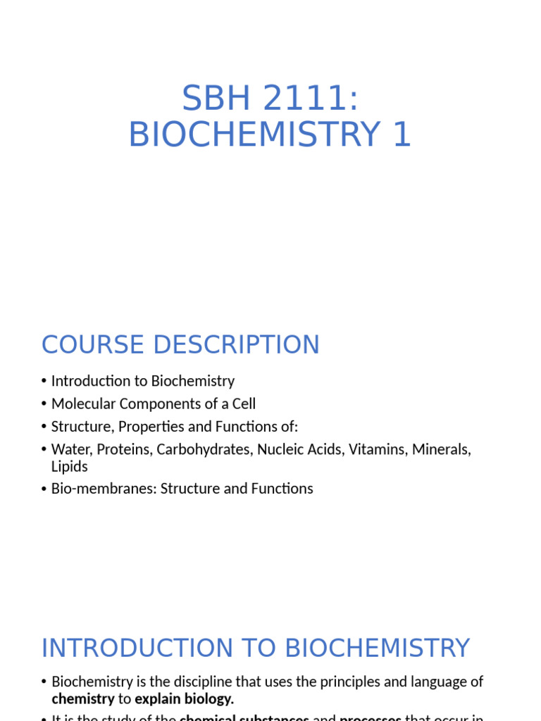 Introduction To Biochemistry | PDF | Biochemistry | Chemistry