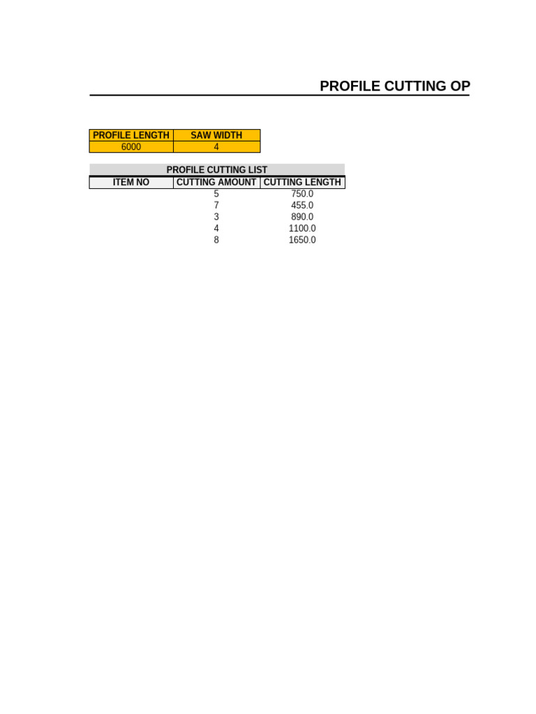 Profile Cutting Optimization Calculation | PDF