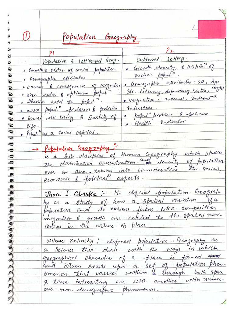 Population Geography Notes Optional 2025 | PDF