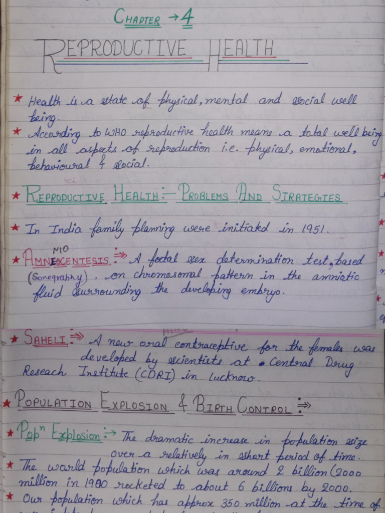 Reproductive Health Notes | PDF
