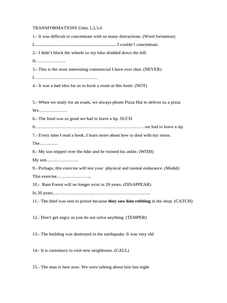 TRANSFORMATIONS Units 1,2,3,4 | PDF