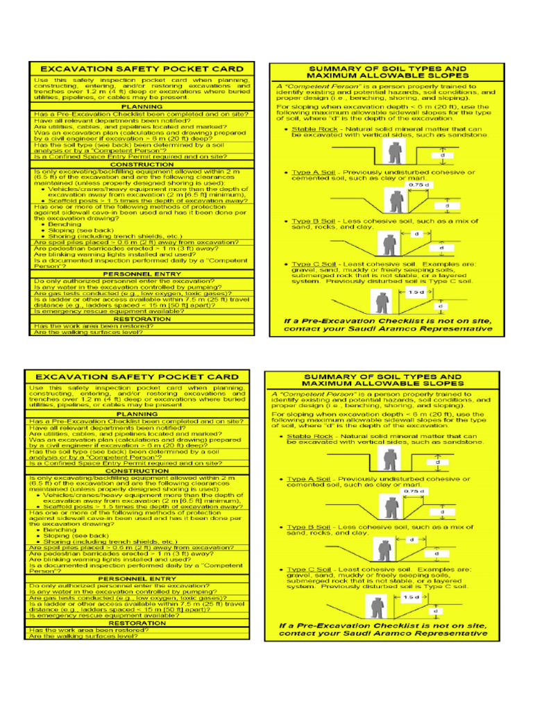 Excavation Safety Pocket Card | PDF