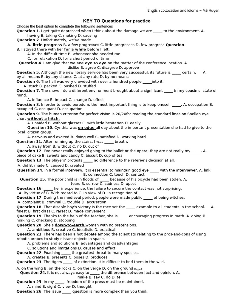 (tailieudieuky.com) PRACTICE TEST on English collocations and idioms ...