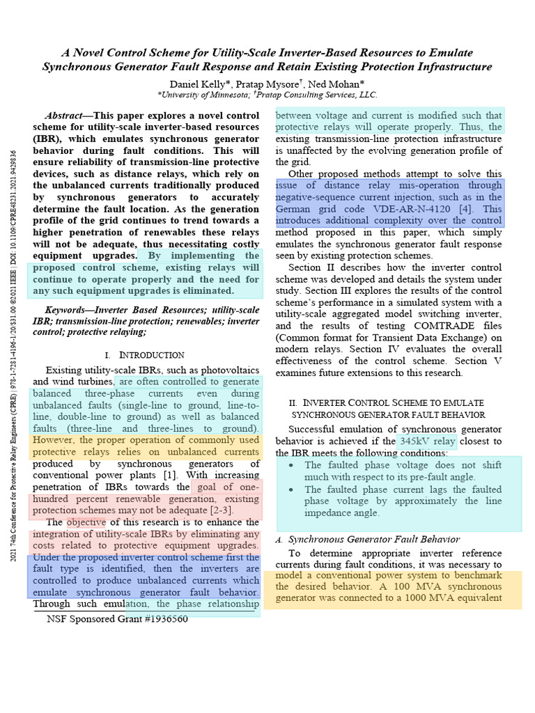 Emulating Synchronous Generator Faults in IBRs | PDF | Power Inverter ...
