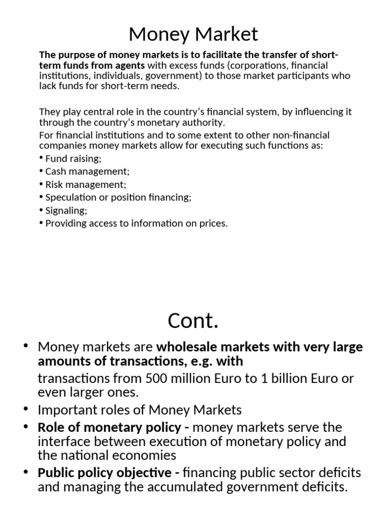 Understanding Money Markets | PDF | Repurchase Agreement | Money Market
