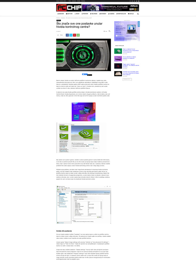 Što Znače Sve One Postavke Unutar Nvidia Kontrolnog Centra - PC Chip | PDF