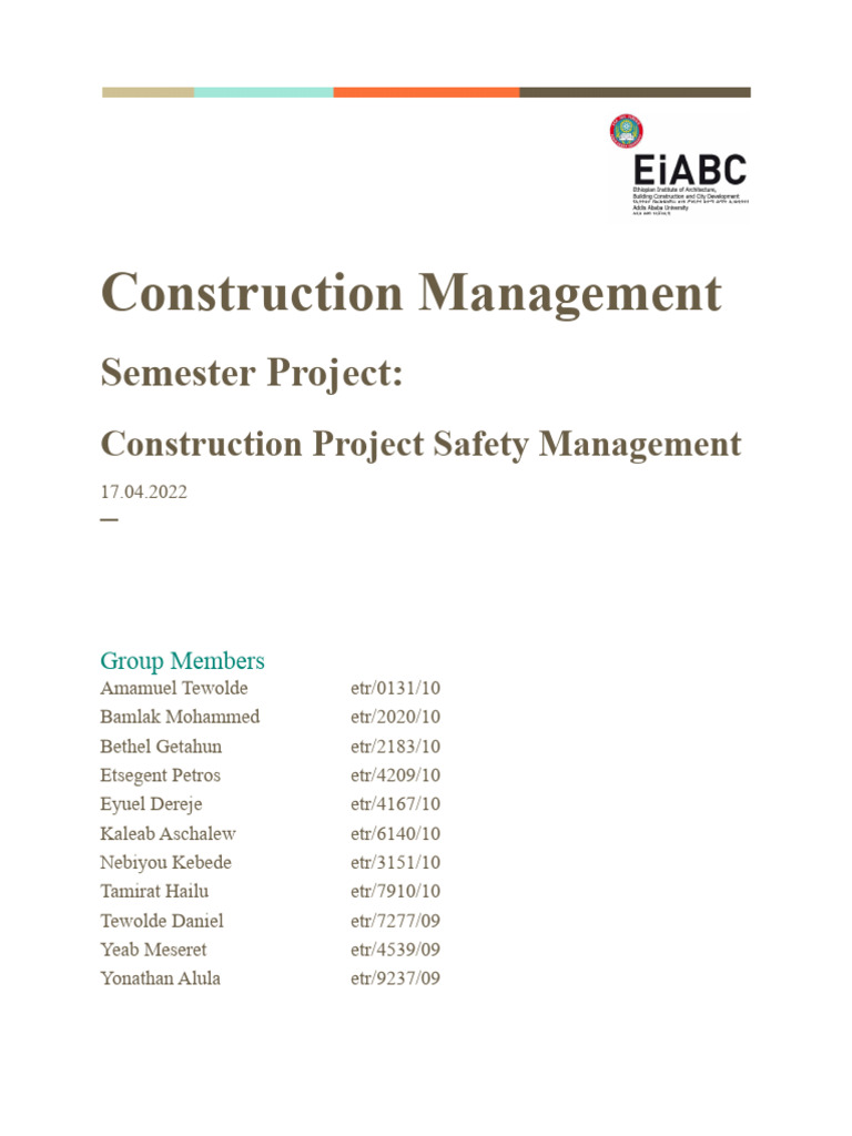 Construction Project Safety Management Guide | PDF | Occupational ...