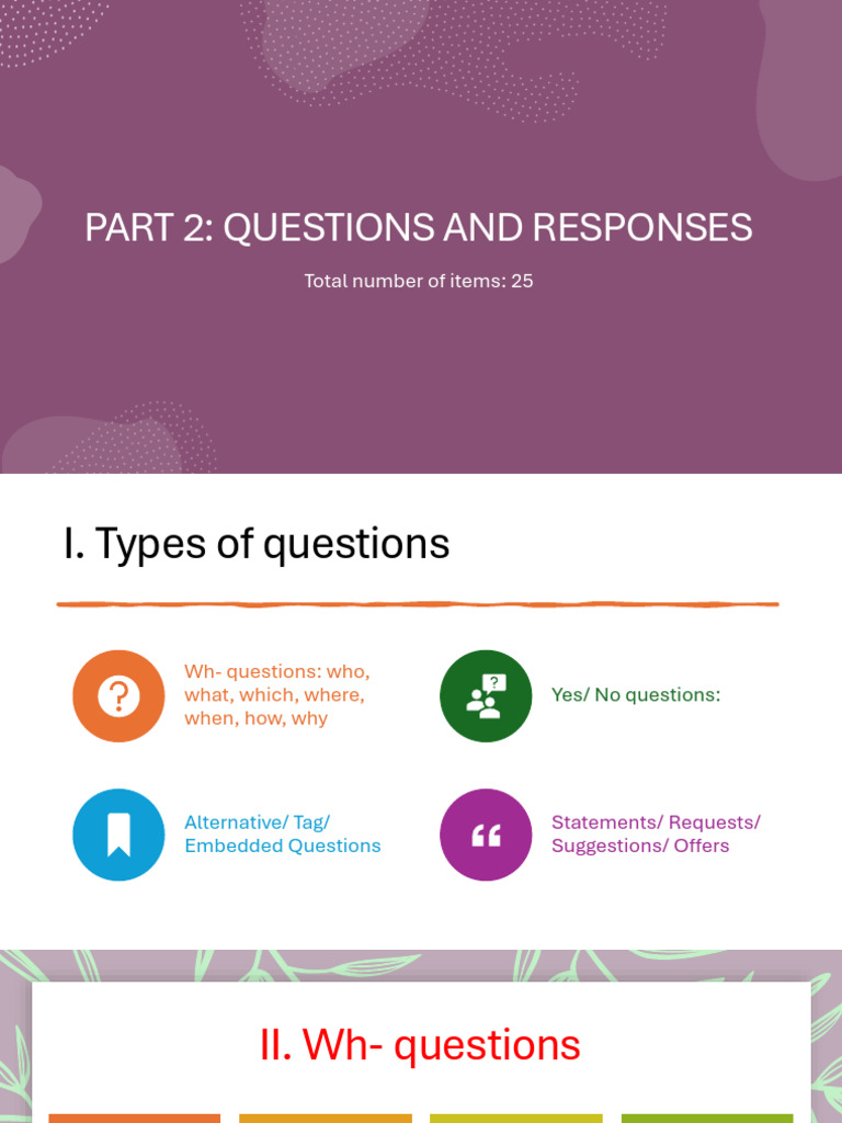 Types of Questions and Responses Guide | PDF