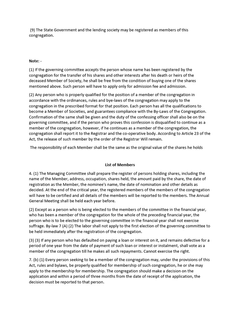 Model Bye Law Sample 3 - 04 | PDF | Interest | Committee