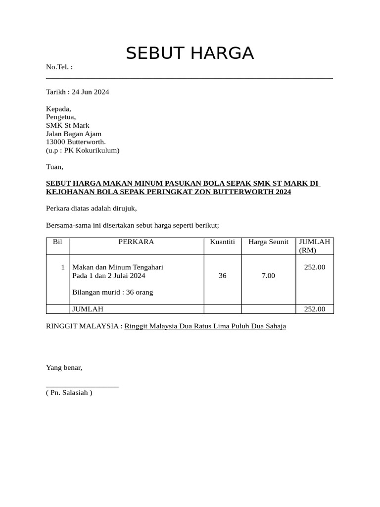 SEBUTHARGA Tiga Makan Minum 2024 | PDF