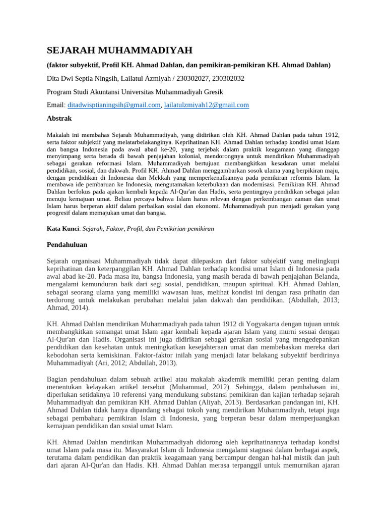 Sejarah Muhammadiyah-1 | PDF