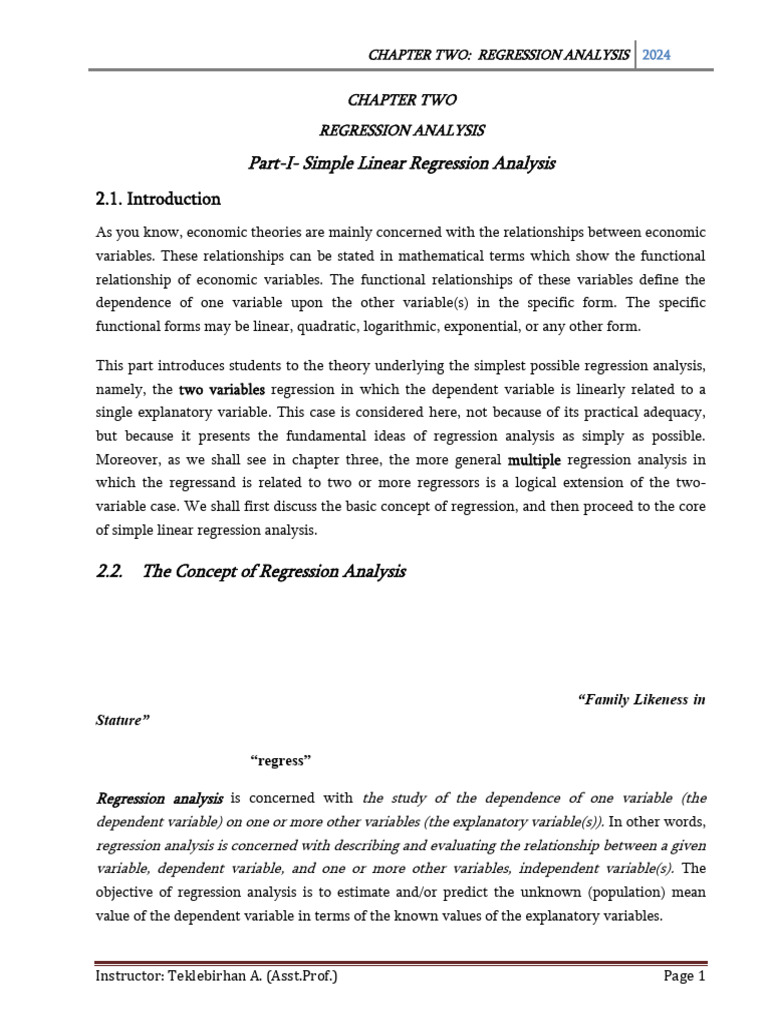CH-2-Part-I-Simple Linear Regression Analysis | PDF | Linear Regression ... CH-2-Part-I-Simple Linear Regression Analysis | PDF | Linear Regression ...