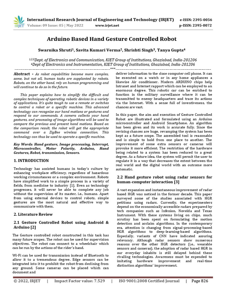 Arduino Based Hand Gesture Controlled Ro | PDF | Radio | Robot