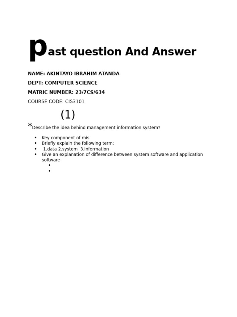 Past Question and Answer | PDF