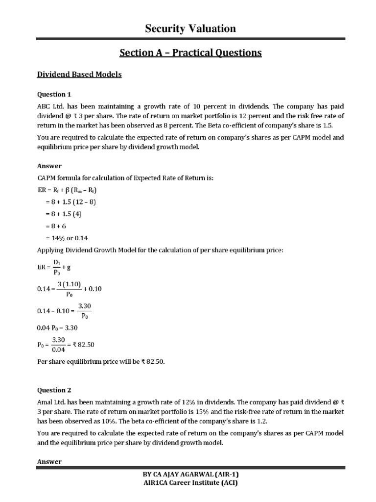 Security Valuation QB | PDF