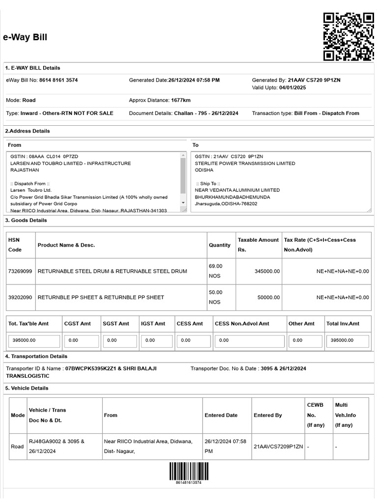 E-way Bill Rj48ga9002 | PDF | Economies | Trade