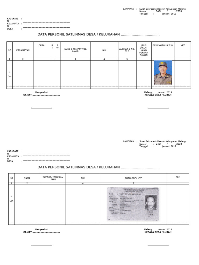 Format Pengajuan Kta Linmas | PDF