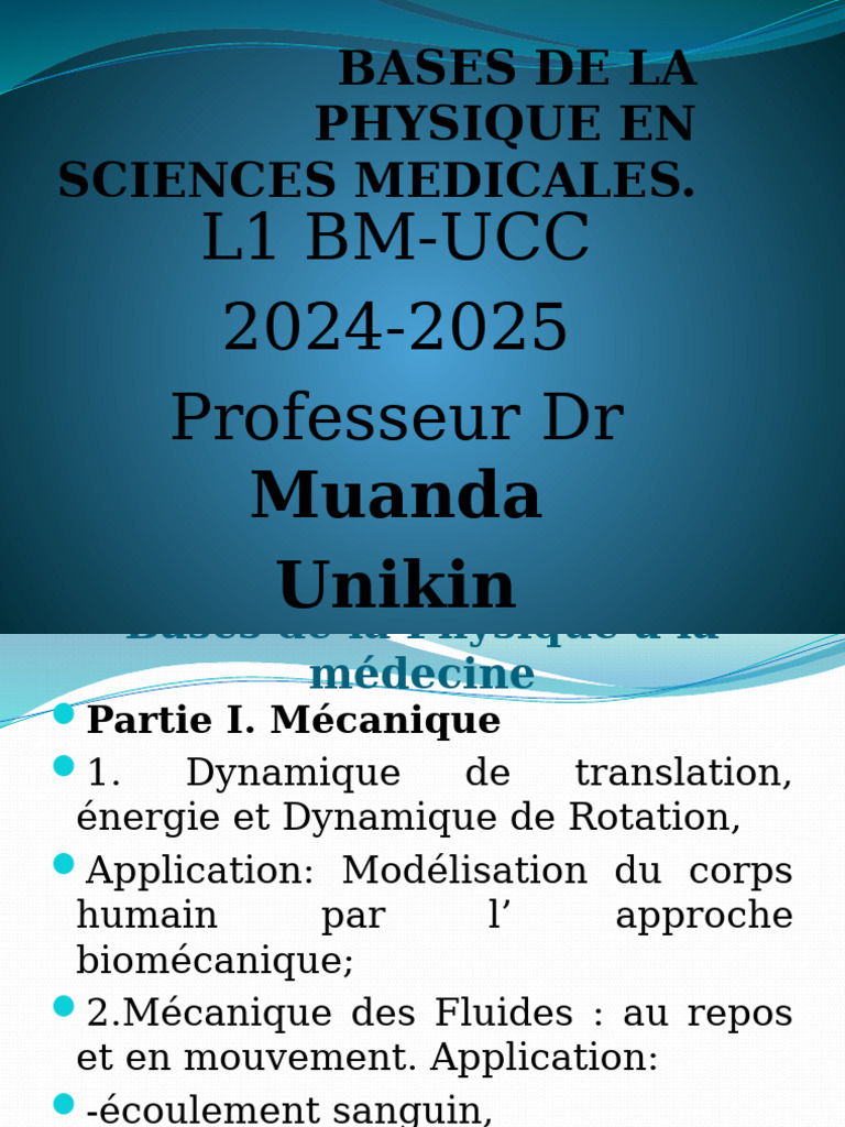 Cours Phys Ucc24-25 Etud | PDF | Obliger | Moment d'une force