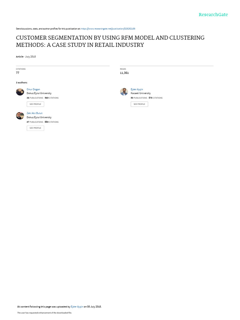 CUSTOMER SEGMENTATION BY USING RFM | PDF | Market Segmentation | Cluster Analysis