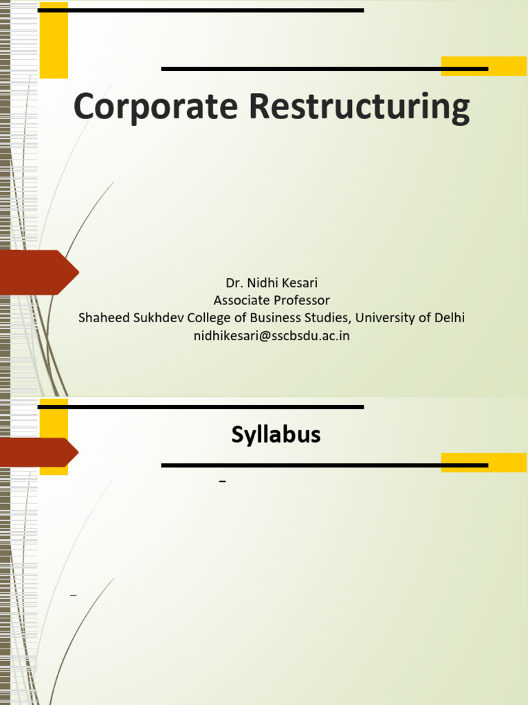 Unit 1 Corporate Restructuring | PDF | Joint Venture | Mergers And ...