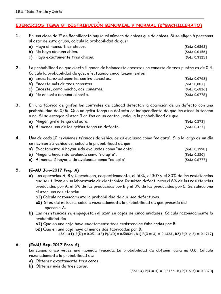 Ejercicios Binomial Normal | PDF | Probabilidad | Teoría de probabilidad