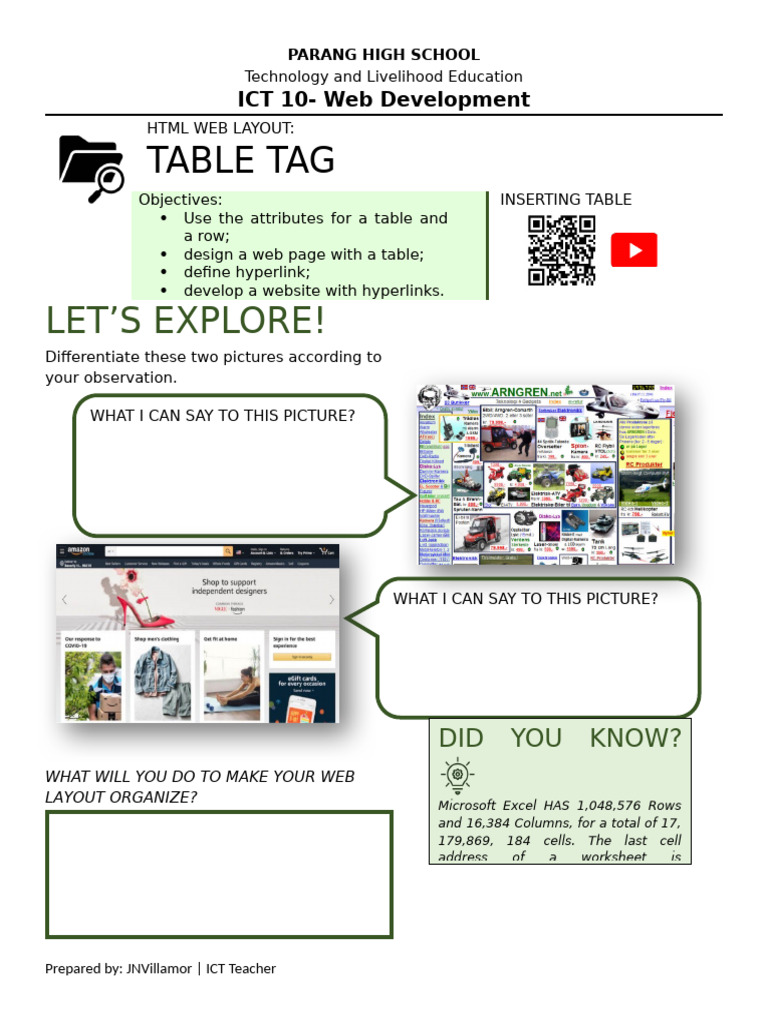 Table and Hyperlink Tag | PDF | Hyperlink | World Wide Web