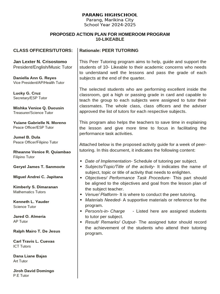 ACTION PLAN - PEER TUTORING | PDF | Trigonometric Functions | Circle
