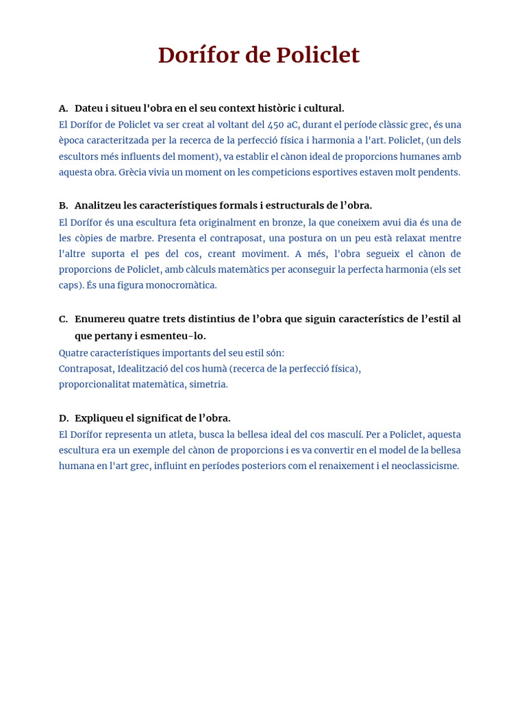 Dorífor de Policlet | PDF