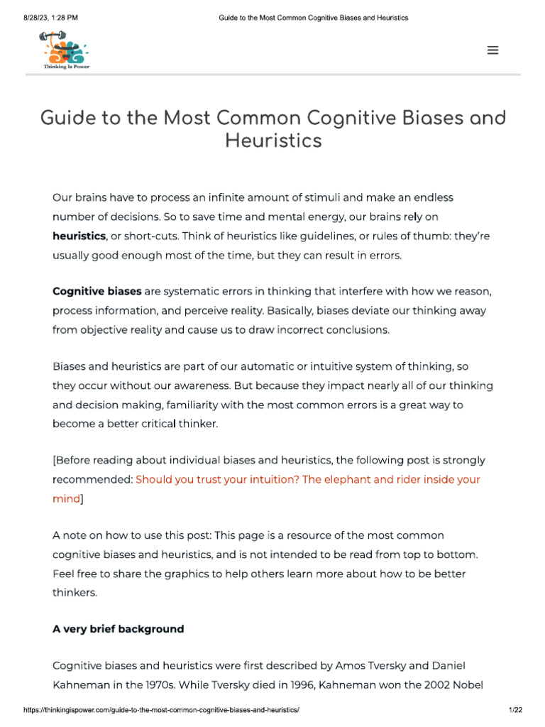 W2. Heuristics and Cognitive Biases | PDF