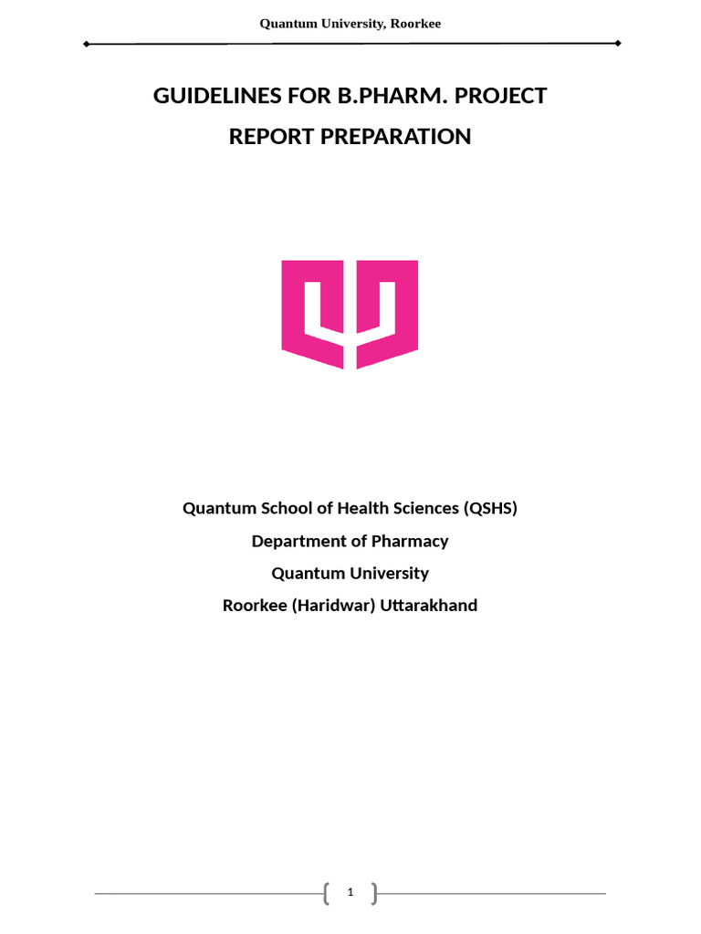 GUIDELINES FOR B. Pharm Projects | PDF | Paragraph | Thesis