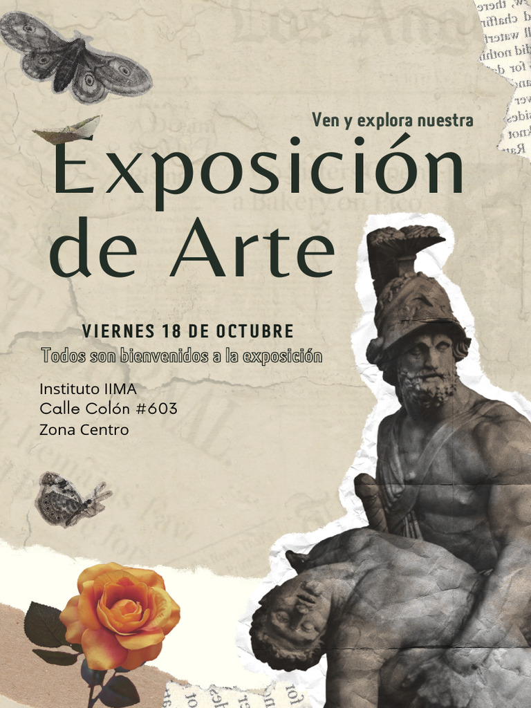 Poster Cartel Exhibición Museo Día Mundial del Arte Artístico Marrón ...