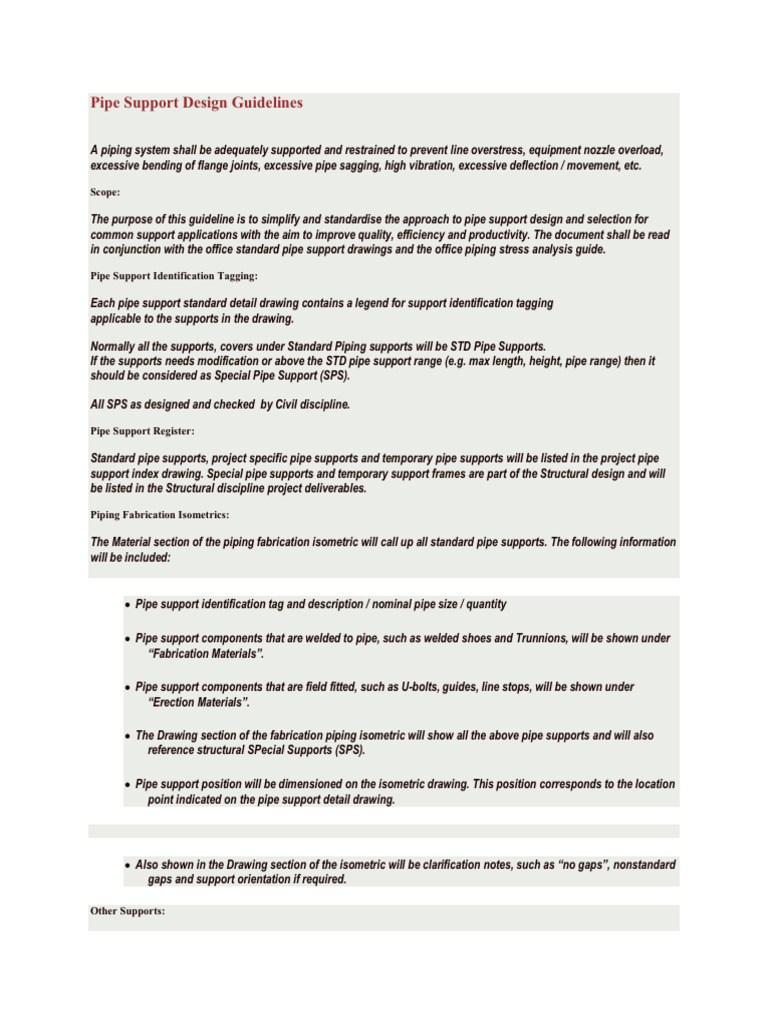 Pipe Support Design Guidelines | PDF