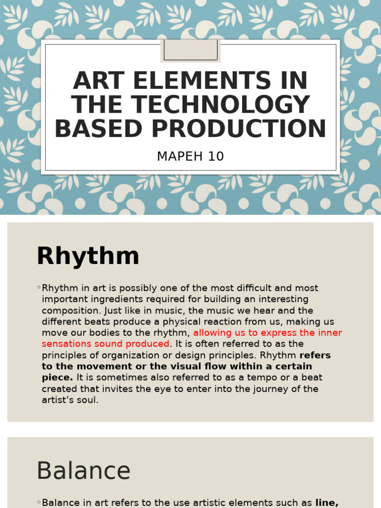 04 Art Elements in The Technology Based Production | PDF | Composition ...