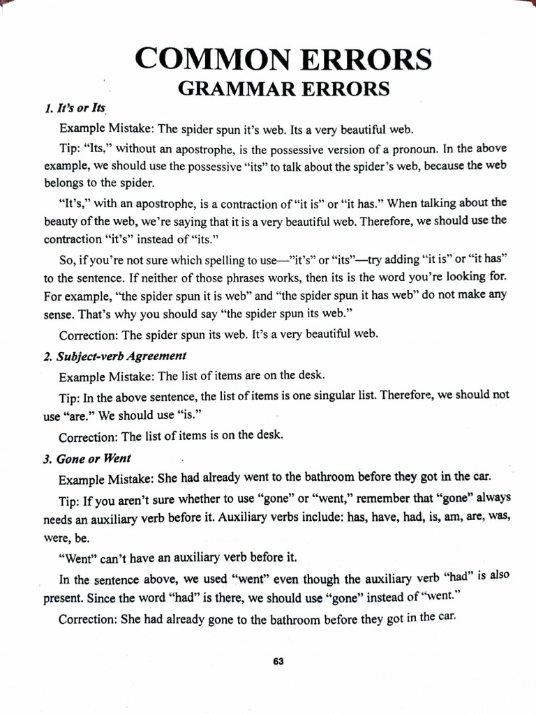 Common Errors | PDF | Grammatical Number | Plural