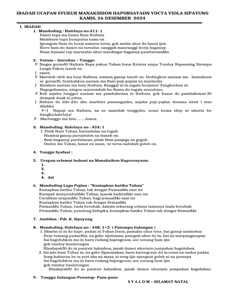 ibadah syukuran pku YOCTA VIOLA SIPAYUNG | PDF
