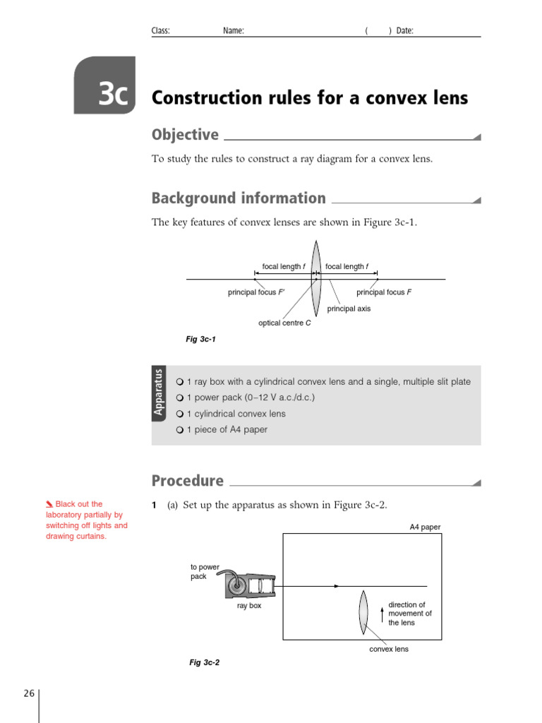 3c Construction rules for a convex lens | PDF | Optics ...