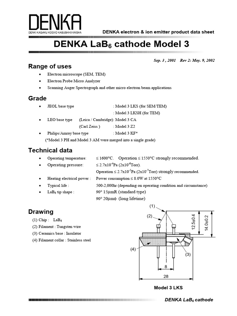 DENKA LaB6 Cathode Model 3 | PDF | Transmission Electron Microscopy ...