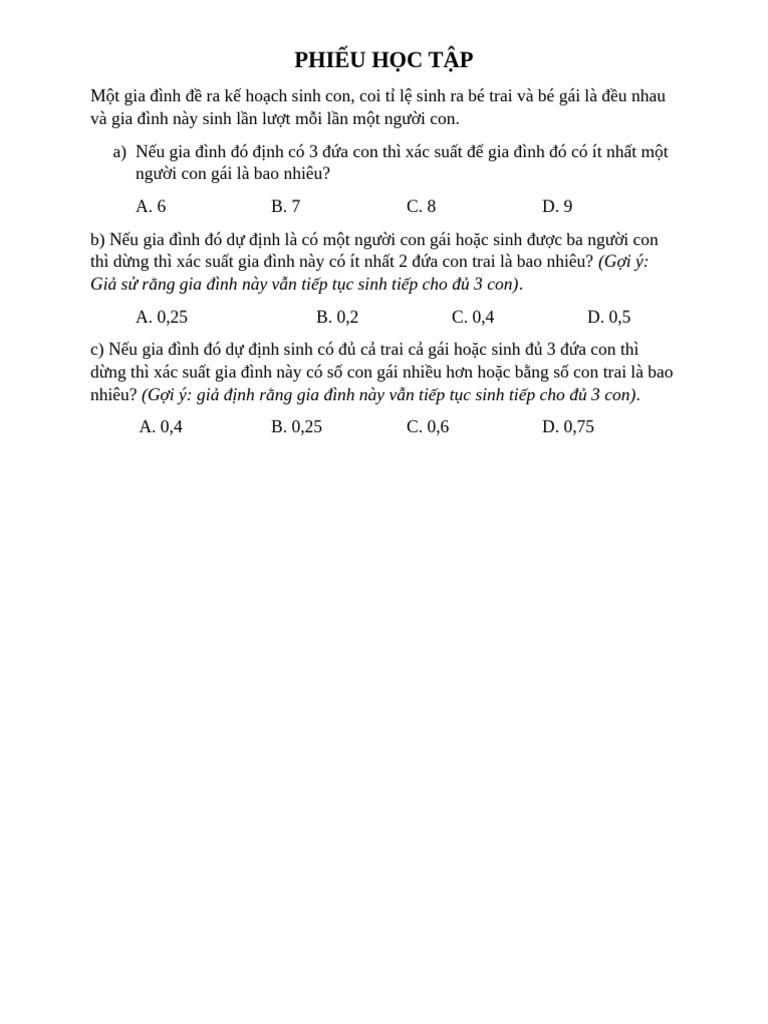 Phiếu Học Tập Ôn Tập Gk 2 | PDF