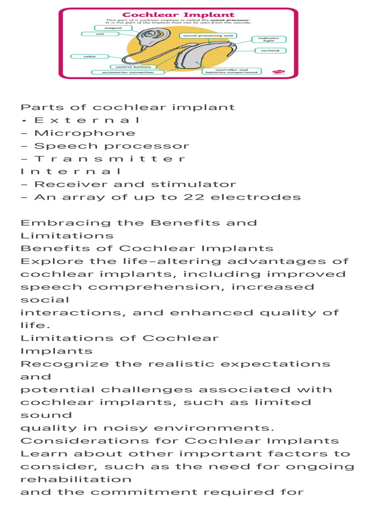 Parts of Cochlear Implant | PDF