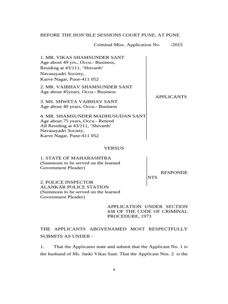 Anticipatory Bail Appln. | PDF | Bail | Crime & Violence