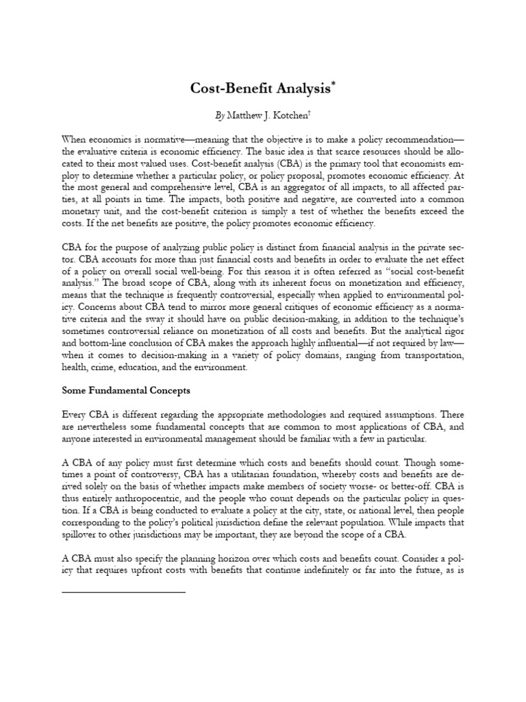 CBA Notes Yale | PDF | Cost–Benefit Analysis | Economies