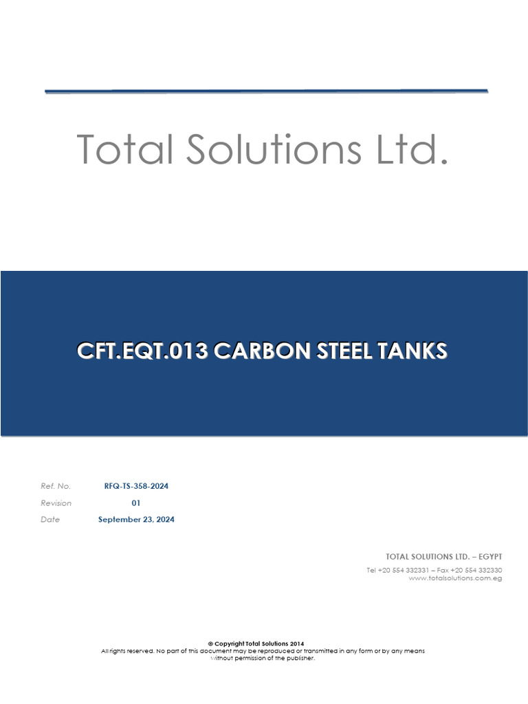 Lesaffre Egypt Carbon Steel Tanks RFQ | PDF | Welding | Construction