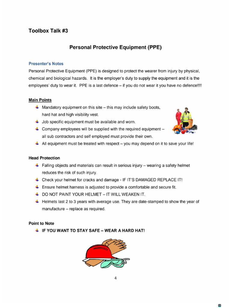 Safety On The Worksite Toolbox Talks | PDF