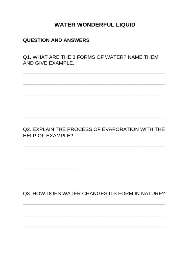 Water Forms and Processes Worksheet | PDF