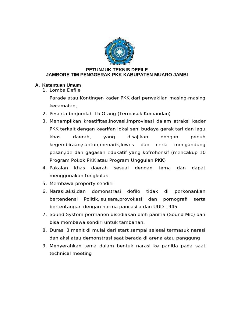 Juknis Jambore 2024 DEFILE DAN PAWAI | PDF