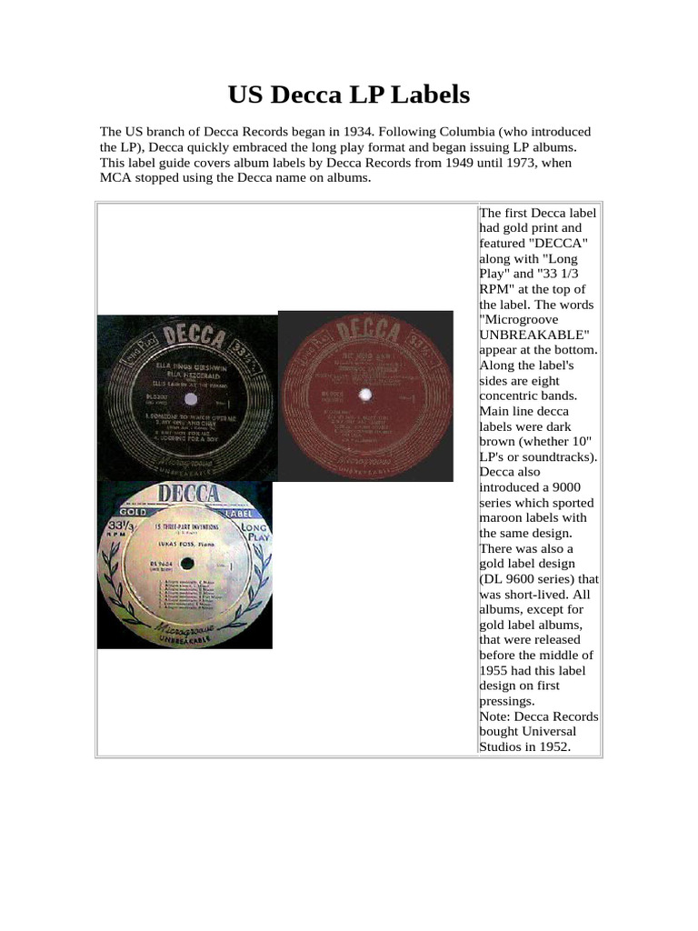 Beatles US Decca LP Labels | PDF | Lp Record | Universal Music Group