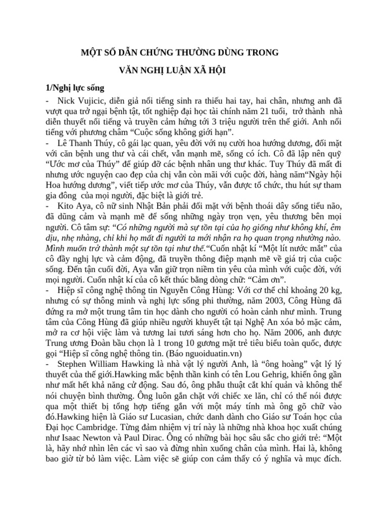Dẫn chứng NLXH | PDF